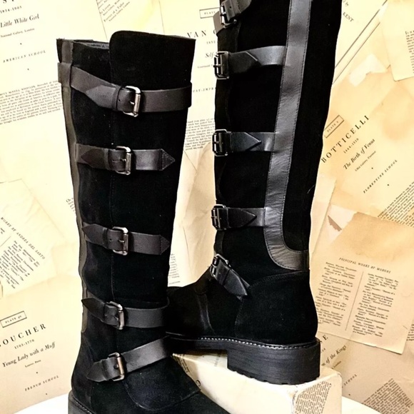 Free People | Shoes | Free People Tristie Buckle Boot Tall Suede 5 ...